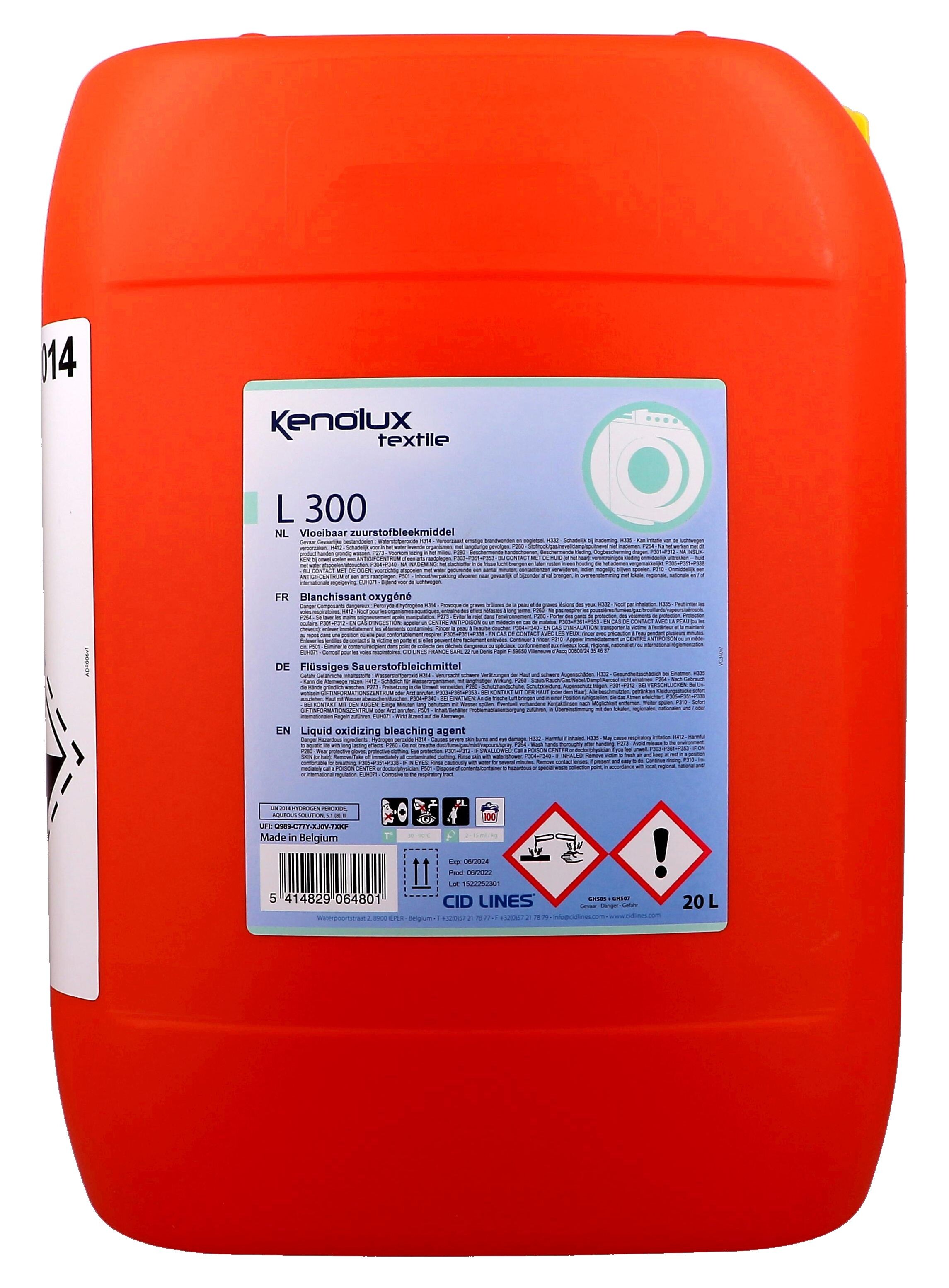 Kenolux Textile L200 Blanchissant Oxygéné Liquide pour Lessive 25kg ...